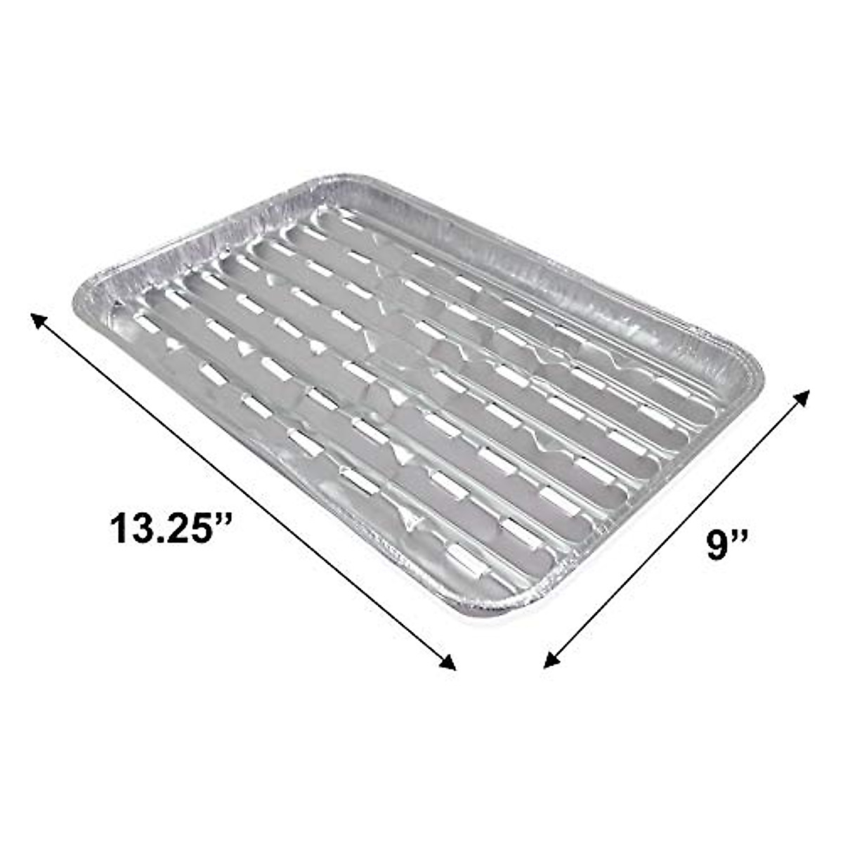 J-Line Design Aluminum Grill Toppers Complete with Silicone Basting Brush and Stainless Steel Mini Tongs - 18-Pack Disposable 13.25 by 9 Inch Pans with Holes for Barbecue Grill Grate