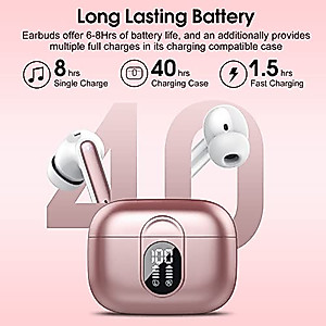 Wireless Earbuds, 2023 Bluetooth Headphones 5.3 HiFi Stereo Earphones, 40H Playtime Dual Mic Call in-Ear Earbud, Bluetooth Earbud with Dual Mic Call, IP7 Waterproof Earphones Sport Headset for iOS