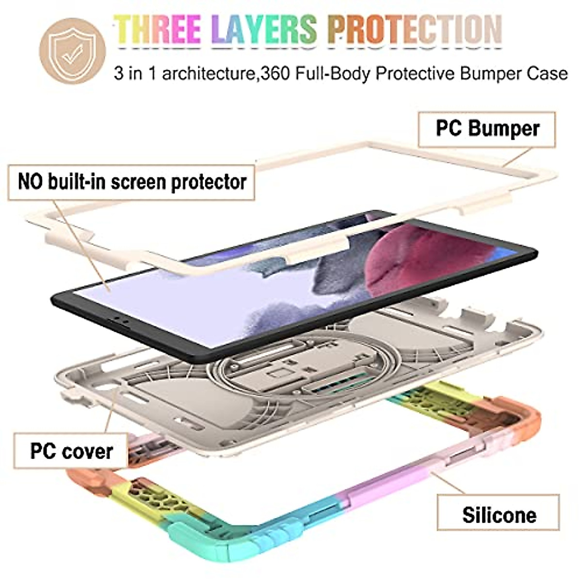 SUPNICE Case for Samsung Galaxy Tab A9 8.7 Inch 2023 (SM-X110/X115/X117) & A7 Lite 8.7 Inch 2021, Heavy Duty Shockproof Rugged Protective Cover with Kickstand for Galaxy Tab A9 8.7’’ 2023-Rose Gold