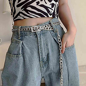 Bniealsy Boho Belly Chain Silver Metal Belt Body Chains Chunky Belly Link Waist Sexy Body Jewelry for Women and Girls (B-Silver)