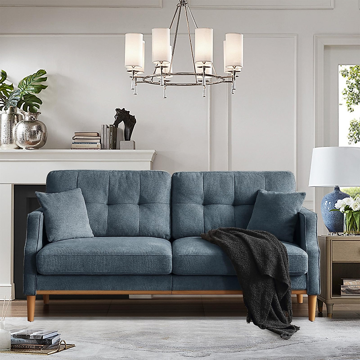 SoarFlash 70” Loveseat Sofa Couch for Living Room, Small Apartment Sofa for Small Spaces, Multifunctional Rechargeable Sofa, Multi-Person Fashion Sofa, Blue