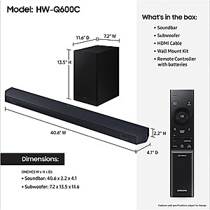 SAMSUNG HW-Q600B 3.1.2ch Soundbar w/Dolby Audio DTS:X (2022) HW-Q600B/ZA Bundle with Sony RF400 Wireless Home Theater Headphones and 2 Deco Gear HDMI Cables