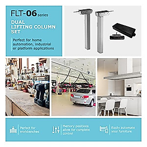 PROGRESSIVE AUTOMATIONS Height Adjustable Two-Leg Lifting Column Set - 24VDC | Brushed DC Motor | Height Range (22 to 47.5) | for Industrial, Home, Office Automation | FLT-06 Model