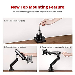 SIIG Aluminum Mechanical Single Monitor Arm Mount - Height Adjustable Desk Mount for 17in to 32in Screens - 17.6lbs Max VESA 75x75mm 100x100mm, Black