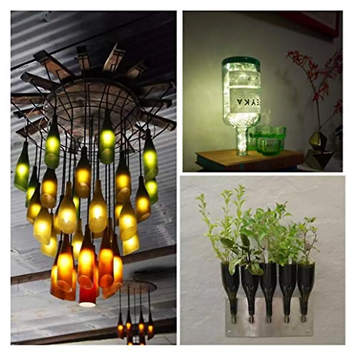 Glass Bottle Cutter, Wine Bottle Cutter, Glass Cutting Kit, 19-piece Upgraded Version, Square and Round Wine Beer Glass Sculpture Cutter, Used to Make Square Lights, Candle Lights, Vases, Etc.