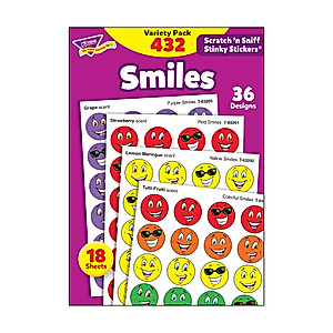 Trend Enterprises: Smiles, Scented Scratch 'N Sniff Stinky Stickers, Fun for Rewards, Incentives, Crafts and as Collectibles, 36 Different Designs, 18 Sheets Included, for Ages 3 and Up