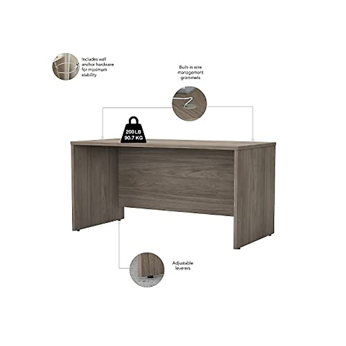 Bush Business Furniture Studio C Home Office Desk, 60W x 30D, Modern Hickory