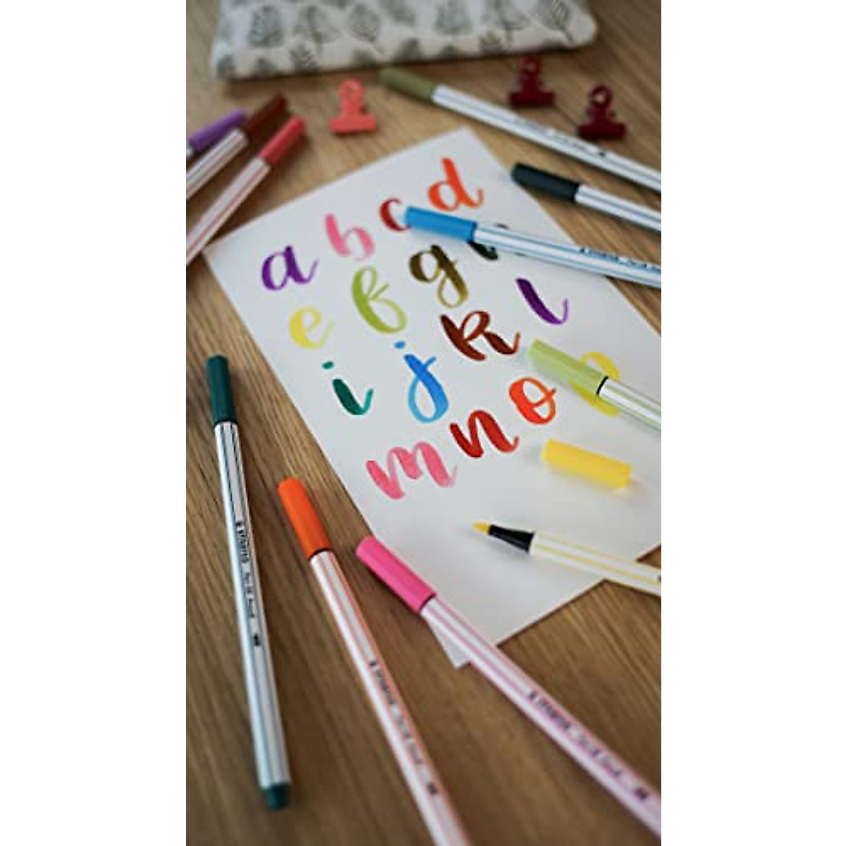 STABILO Premium Fibre-Tip Pen with Brush Tip Pen 68 brush - ARTY - Pack of 24 - Assorted Colours