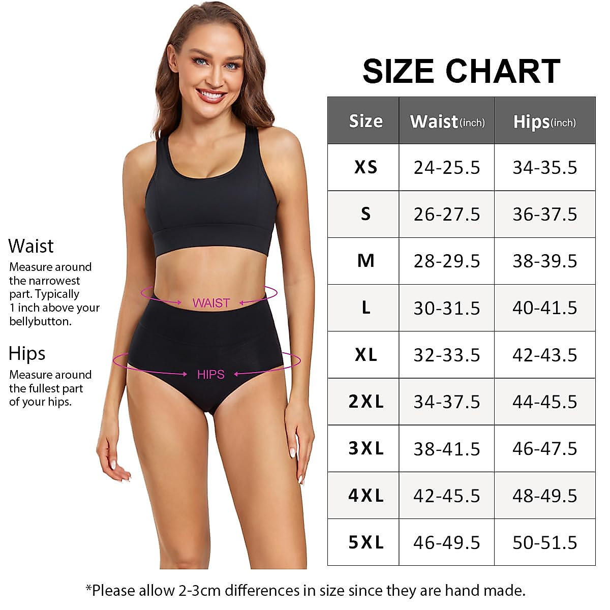 wirarpa Women's Postpartum Underwear High Waisted Ladies Cotton Panties Full Coverage Briefs 5 Pack Black X-Large