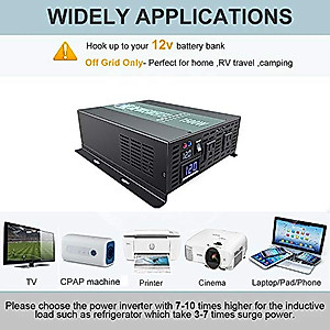 WZRELB 1500W Continuous Pure Sine Wave Inverter DC 12V to AC 120V Car Power Inverter with Dual AC Outlets