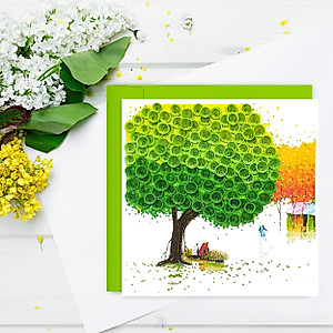 TUMYBEE Happy Seasonal Card Four Seasons Greeting Card, Romantic Mapple Tree Card, Quilling Card for Christmas, Sympathy, Get Well Soon, Birthday, Mother's Day, Thank You for Mom, Friend, Love, Wife