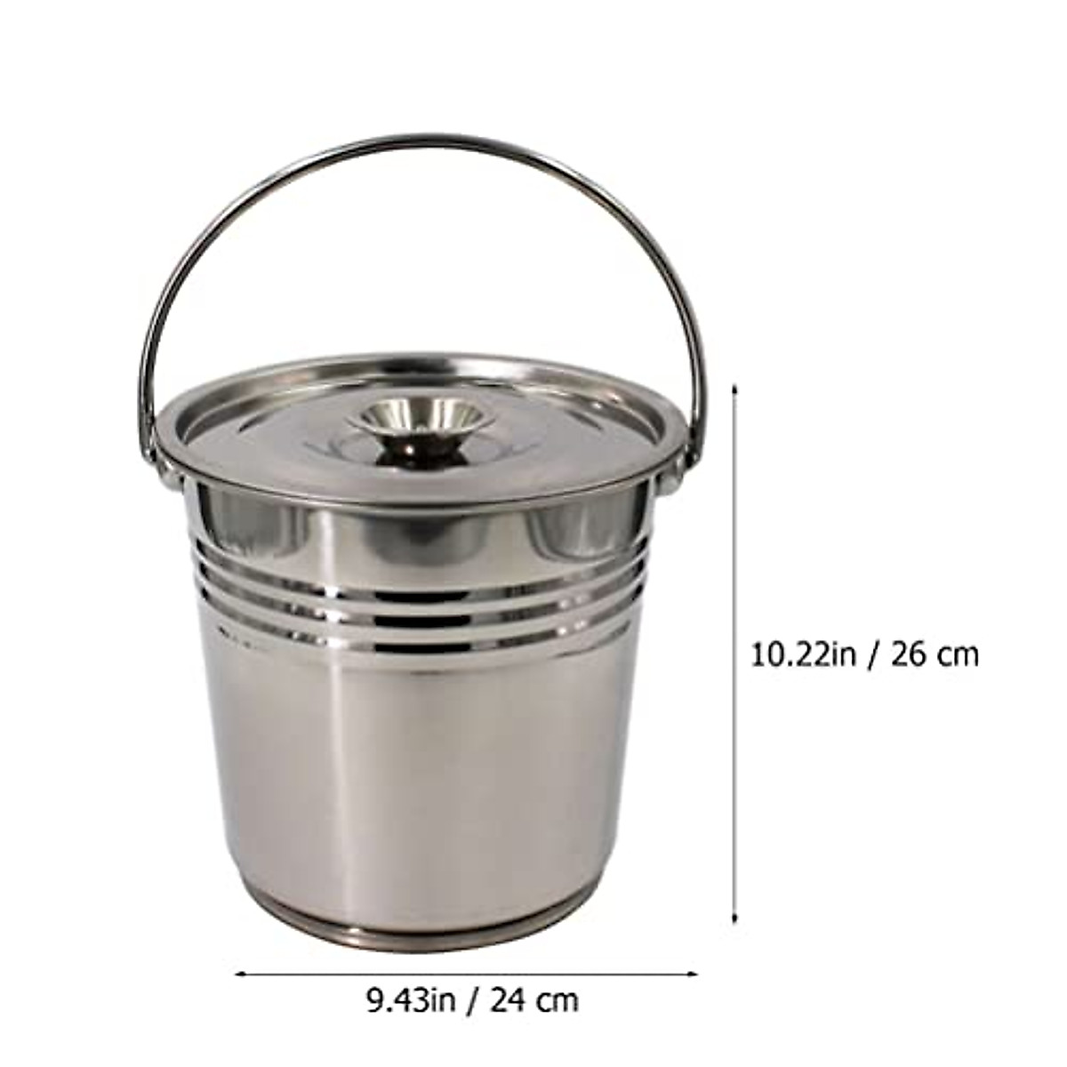 DOITOOL Garden Planters Stainless Steel Trash Can Small Recycle Trash Can Wastebasket Garbage Container Bin Milk Bucket with Handle Lid for Bathroom Kitchen Home Office Ice Bucket Pails