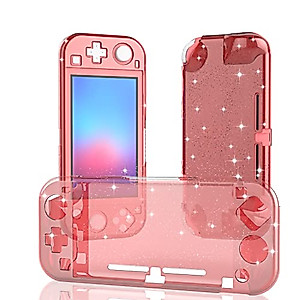 Switch lite Clear Protective Case, Switch lite Glitter Hard Case - Coral