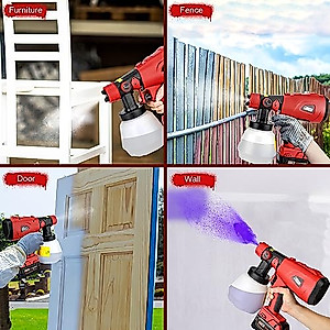 YEX-BUR Cordless Paint Sprayer for Milwaukee m18 18V Battery Handheld HVLP Spray Gun Easy to Spray for Furniture Fence Cars Walls DIY Works House Painting