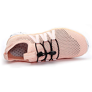 SUOKENI Women's Quick Drying Slip On Water Shoes for Beach or Water Sports Orange Pink,Size:US 7.5/EU 38