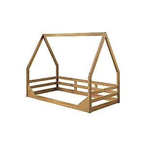 P'Kolino Casita Twin Floor Bed - Montessori Inspired Floor Bed - Solid FSC Certified Wood Bed for Kids - Natural Wood