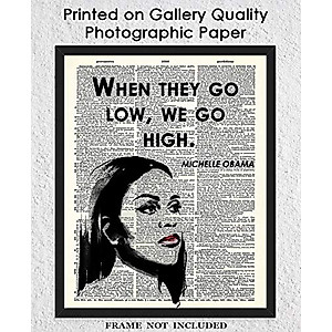 Positive Affirmations Wall Decor for Kids: "When They Go Low, We Go High." Michelle Obama 8x10 Inspirational, Motivational Poster & Motivational Wall Art Office Decor for Men & Women