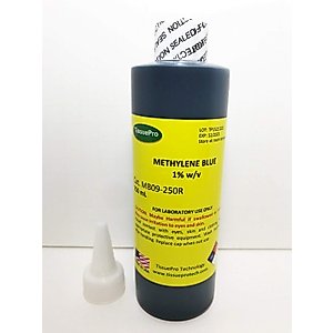 Tissue Pro- Methylene Blue 1% Aqueous Solution, Pharmaceutical Grade Stain, Redox Indicator for Labs, Microscopy and Other apps, 250mL, Dispensing Cap
