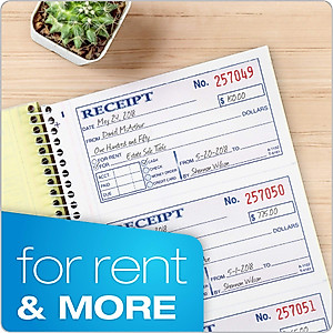 Adams Money and Rent Receipt Book, 2-Part Carbonless, 5-1/4" x 11", Spiral Bound, 200 Sets per Book, 4 Receipts per Page (SC1152)