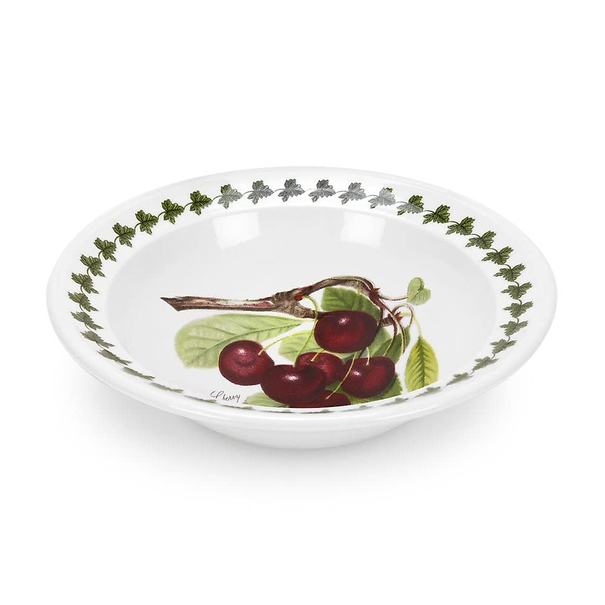 Portmeirion Pomona Collection | Set of 6 | Ceramic Dinnerware Dish Set | Microwave and Dishwasher Safe | Assorted Fruit Motifs | Made in England (Oatmeal/Soup Bowl)