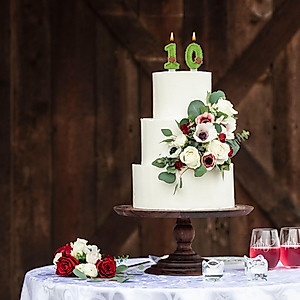 VSHILI 10 Birthday Candles, 10th Cake Candles, Green Happy Birthday Number 10 Candles Cake Topper Decorations for Party Kids Boys Girls