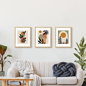 11x14 Picture Frame Set of 2, Natural Wood Photo Frame Display Pictures 8x10 with Mat or Two 5x7 with Mat & 11x14 Without Mat with Plexiglass for High Definition Wall Mounting Horizontal or Vertical