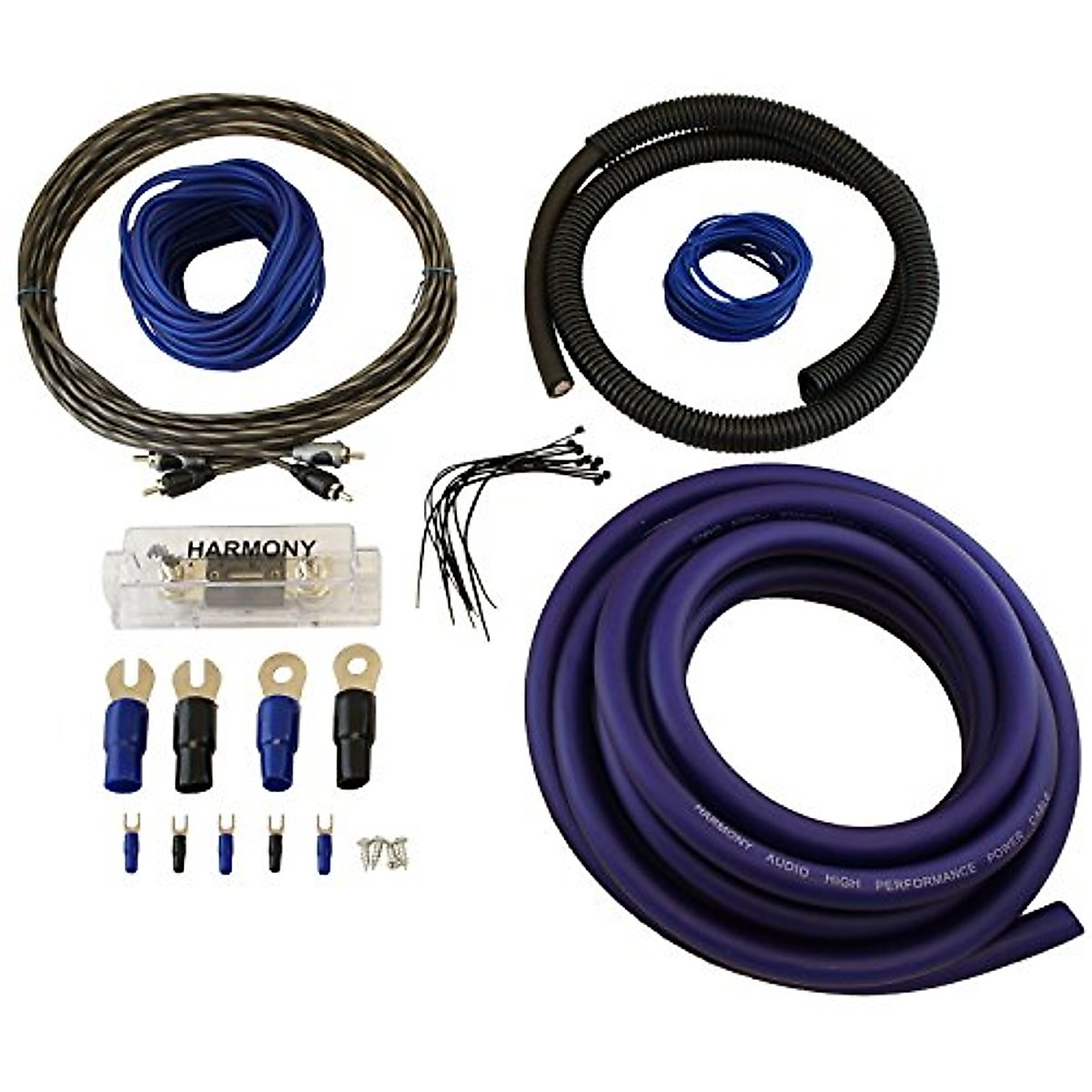 Kicker Bundle Compatible with Universal Vehicle 47QL7R12 12" Quad L7R 4800W Sub Box with HA-A1500.1 Amplifier and HA-AK0 1/0Ga Amp Install Kit