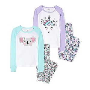 The Children's Place girls Long Sleeve Top and Pants Pajama Set Unicorn/Koala 2 pack Kids - PJ set 7