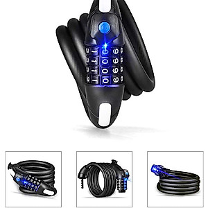 bicycle locks heavy duty anti theft Bike Lock Bike Lock 4 Digit Code Combination Bicycle Security Anti-theft Cycling Bicycle Lock With Lock Holder LED Light, For Cycles Bicycles Motorcycles Scooters S