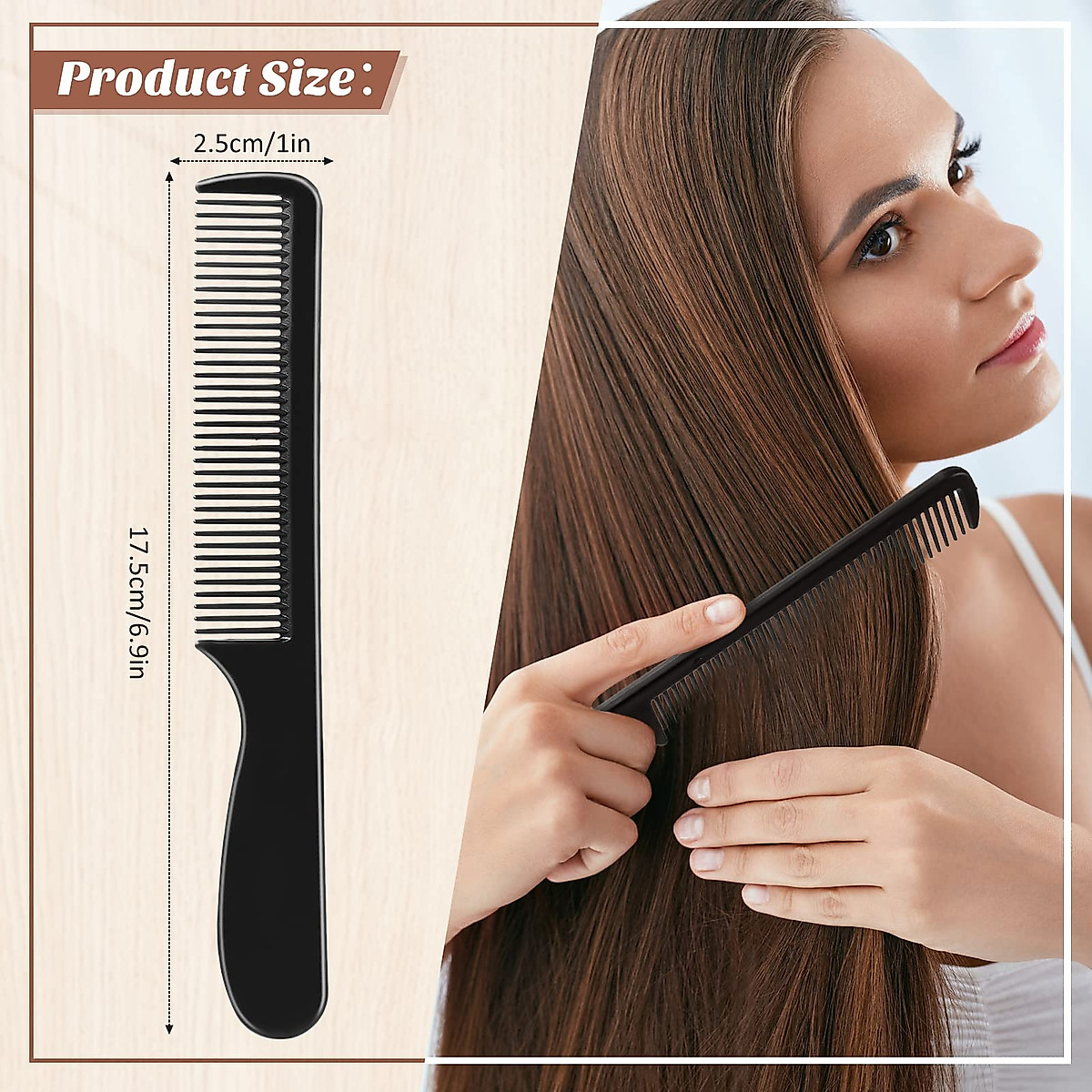 Kritkin 100 Pcs Combs Bulk Individually Wrapped Disposable Comb Long Handle Plastic Comb for Homeless Hotel Shelter Charity Church Travel Hair Accessories, Black