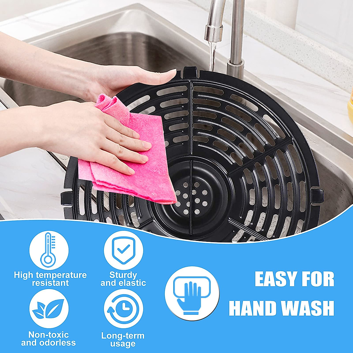 Air fryer Replacement Parts for Ninja AF101 AF161 AF150 Air Fryer, 8.2'' Round Food Grade Air Fryer Grill Pan Grill Plate Crisper Plate Accessories Tray Rack Compatible Ninja Foodie Pressure Cooker