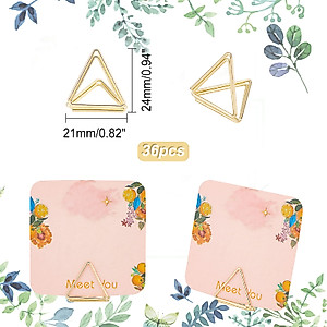 OLYCRAFT 36pcs Mini Place Card Holders Cute Table Card Holders Triangle Shape Wedding Table Number Holders Golden Photo Holder Pictures Stand Clips for Place Cards Weddings Anniversary Party