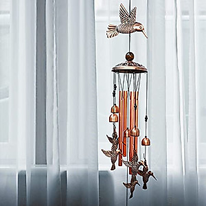 Choha Hummingbird Wind Chimes for Outdoor, Aluminum Tube Windchime with S Hook, Mobile Metal Sympathy Memorial Hummingbird Wind Bells for Home, Yard, Patio, Garden Decoration, Gift for Mom Grandma