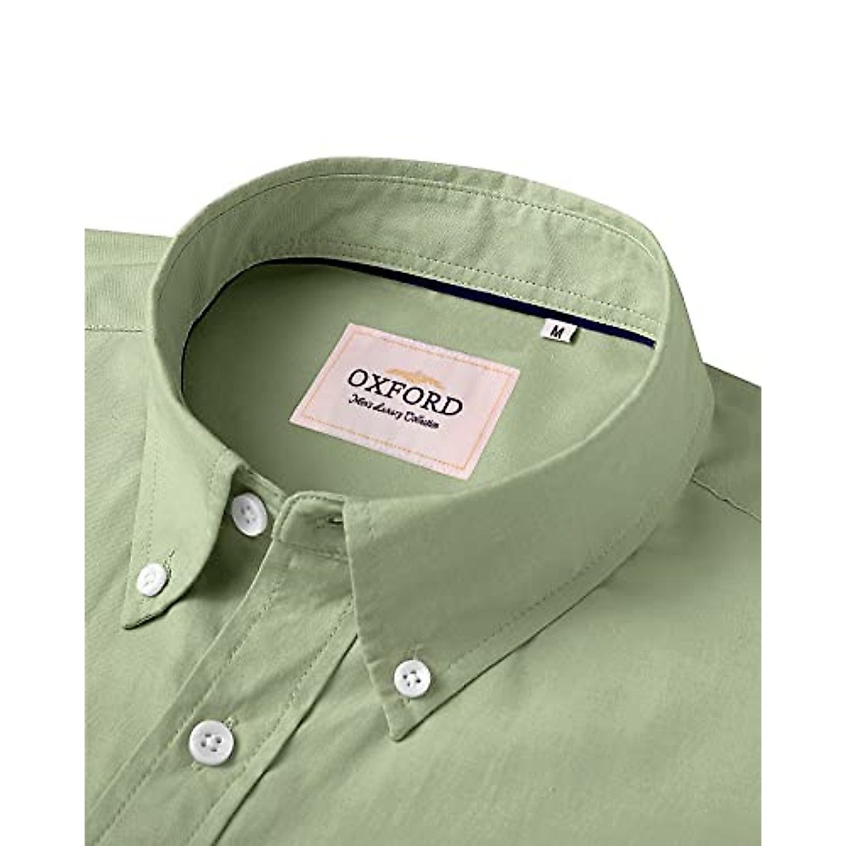 Alimens & Gentle Men's Short Sleeve Oxford Shirt Button Down Collar Regular Fit Short Sleeve Casual Shirts with Pocket Light Green