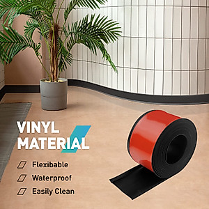 FCSOTSPS Baseboard Trim, 20 Feet *4 Inch Peel and Stick Flexible Baseboard Molding Trim, Self-Adhesive Vinyl Baseboard Cove Base, Base Boards for Walls with 1 PCS Utility Knife (Black)