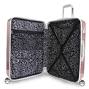 BEBE Women's Luggage Stella 29" Hardside Check in Spinner, Telescoping Handles, Rose Gold, One Size