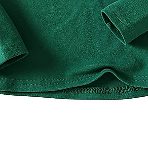 KISBINI Unisex Girls 100% Cotton Long Sleeve T-Shirt Top Tees Dark (6,Green)