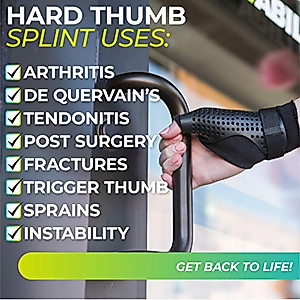 BraceAbility Hard Plastic Thumb Splint | Arthritis Treatment Brace to Immobilize & Stabilize CMC, Basal and MCP Joints for Trigger Thumb, Tendonitis Pain, Sprains (Medium - Left Hand)