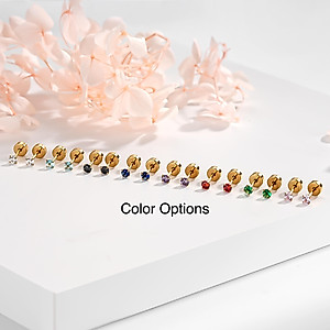 Tiny 3mm CZ Stud Flat Back Earrings for Women 14k Gold | Cartilage Earring Helix Tragus Conch Piercing Jewelry | Screw Back Gold Stud Earrings for Women