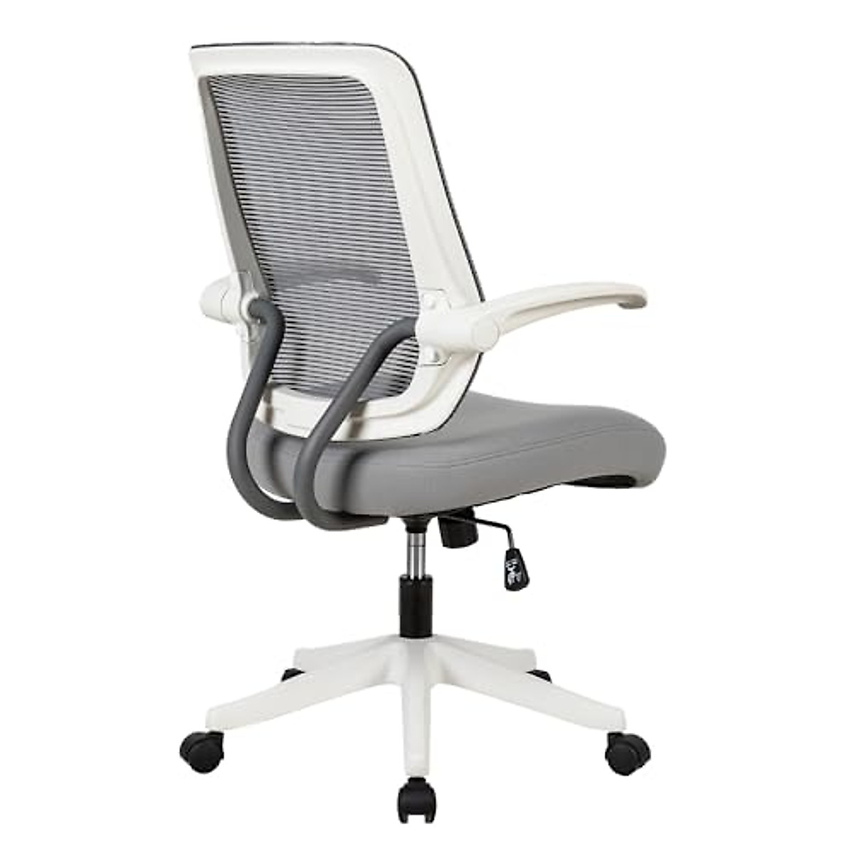 Home Office Desk Chair with Flip Up Armrest, Lumbar Support, Soft Sponge Seat, Breathable Mesh Mid Back Computer Chair, Swivel Task Chair, 300LBS Weight Capacity, Grey