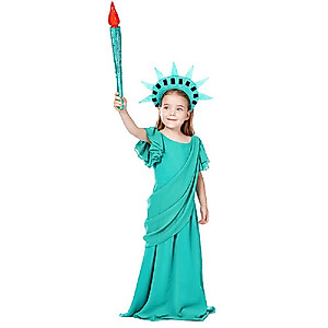 Quenny Halloween Costumes,Children American Statue Of Liberty Cosplay Costumes,Party Ancient Greek Girl Performance Dresses