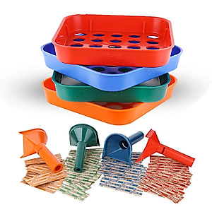 Coin Counters Tubes & Coin Sorters Tray – 4 Color-Coded Coin Sorting Tray and Coin Counting Tubes - Bundle with 100-Count Assorted Coin Roll Wrappers for US Coins