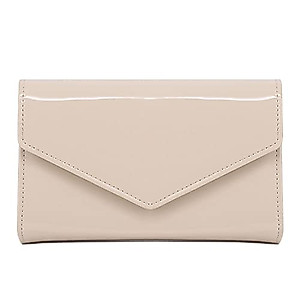 Gabrine Women's Patent Leather Evening Bag Shoulder Bag Clutch Purses Handbag for Wedding Party Prom, Naked color