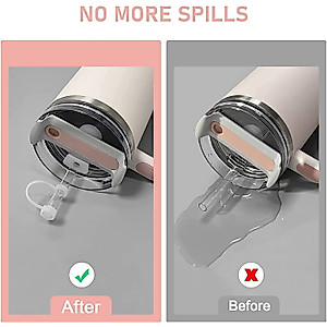 Dasgude Silicone Spill Proof Stopper, 2 Sets Straw Cover Compatible with Stanley Cup 1.0 40oz/30oz, Stanley Cup Accessories with 2 Straw Cover Cap, 2 Square and 2 Round Lid Spill Stopper Plug, 6PCS