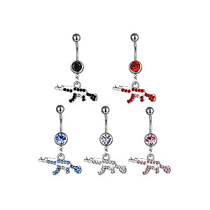 FUTIMELY Personalized Rifle Gun Belly Button Ring AK47 Assault Rifle Pendant Belly Button Nail Human Body Piercing Jewelry for Women and Men (Pink)