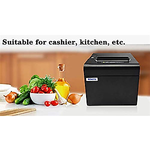80MM POS Thermal Receipt Printer Compatible 80mm Thermal Paper Rolls - 250mm/sec High-Speed Printing with ESC/POS Print Commands.(Black) (USB)