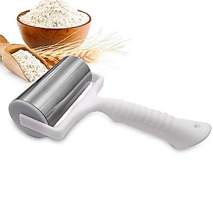 Goeielewe Stainless Steel Rolling Pin with Plastic Handle, Small Mini Pastry and Pizza Dough Baker Roller Ideal for Baking Dough, Pizza, Pie, Pastries, Pasta and Cookies (Random Color)