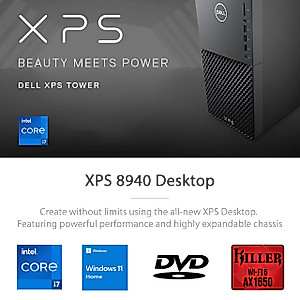 Dell 2022 Newest XPS 8940 Desktop PC, Intel Core i7-11700, GeForce RTX 3060 Ti, 32GB PCIe RAM, 1TB SSD + 1TB HDD, DP, HDMI, Killer Wi-Fi 6, Wired Keyboard&Mouse, Windows 11 Home, Black