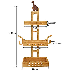 Nuvograin Bamboo Shower Caddy, Bathroom Caddy Hanging, 3 level Bathroom Shower Organizer, Caddy over Shower Head, Hanging Shower Caddy