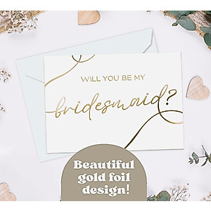 Bridesmaid Proposal Cards - 12 Cards With Envelopes - Includes Will You Be My Bridesmaid, Maid of Honor, Matron of Honor, Flower Girl Cards